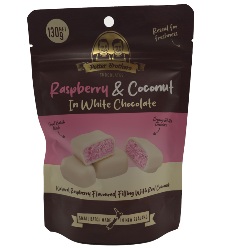 WHITE CHOCOLATE – Raspberry & Coconut – Potter Brothers